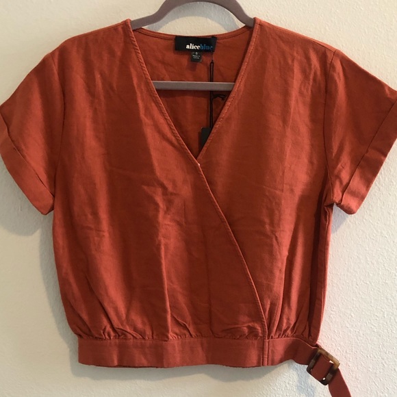 Alice Blue | Tops | Aliceblue Burnt Orange Wrap Top With Buckle | Poshmark